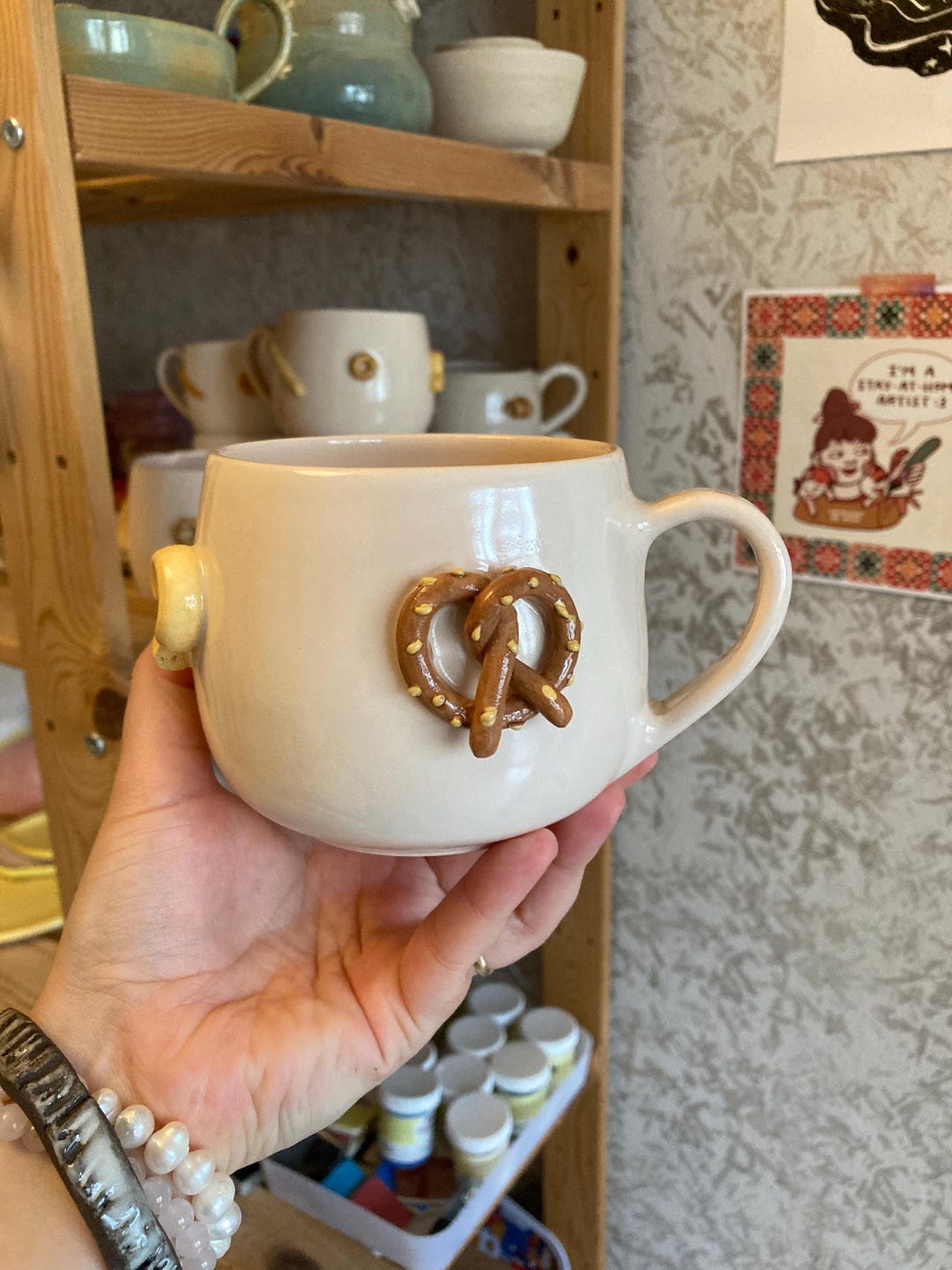 French Croissant Mug - Cute 3D Pastry Details - Unique Gift for Food ...