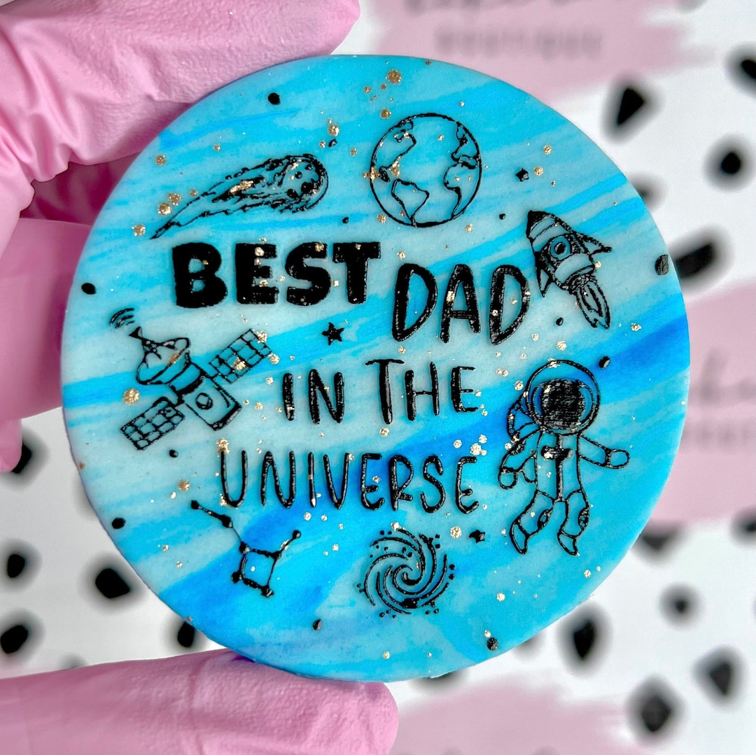 Fathers Day Best Dad Space Universe Raised Embosser Stamp Deboss Cookie ...