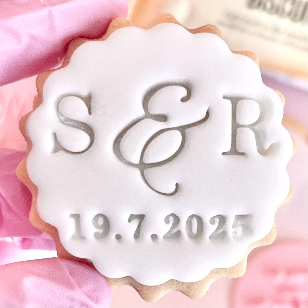 Customised Wedding Name Date Initials Fondant Stamp Embosser Custom ...
