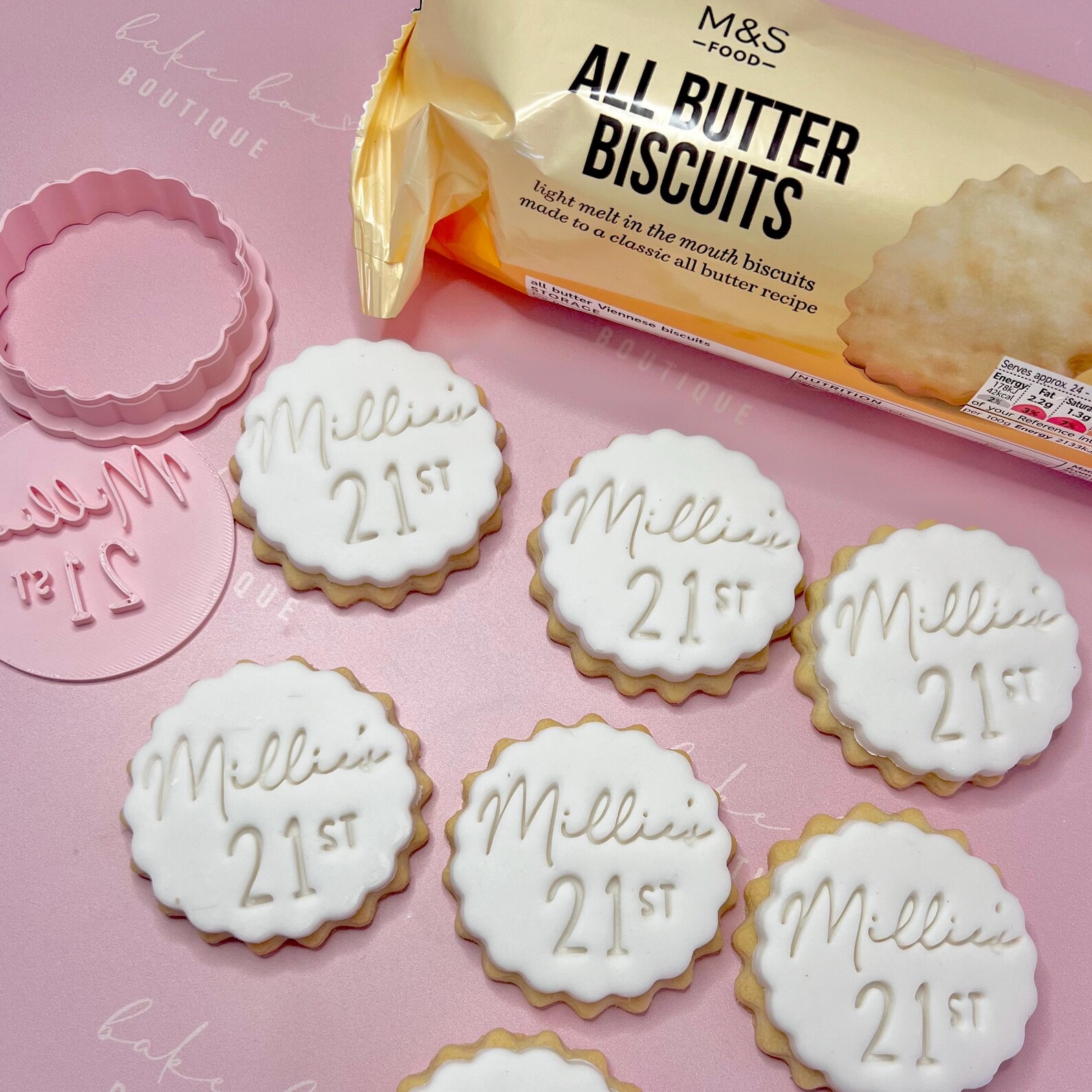 M&S Cookie Cutter Customised Wedding Name Date Fondant Stamp Embosser ...