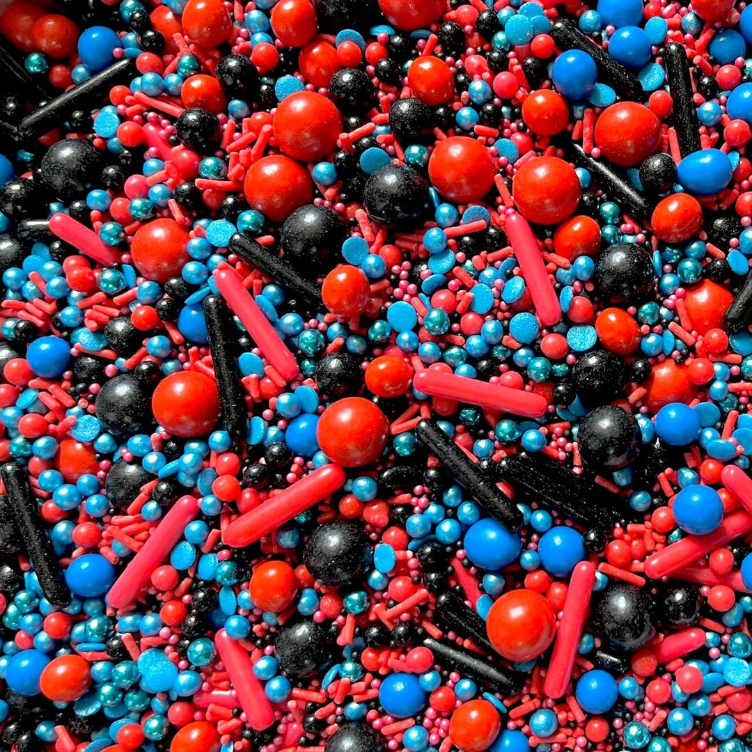 Spider Red Blue Black Character Sprinkles Mix for Cupcake Cake Biscuit ...