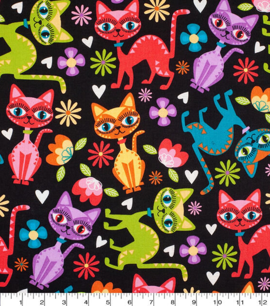 Cat Fabric Colorful Cats Fabric Novelty Fabric Cotton - Etsy