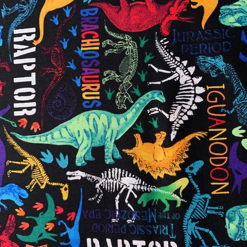 Dinosaur Raptor Brachiosaurus Trex Fabric, Colorful Fabric, Novelty ...