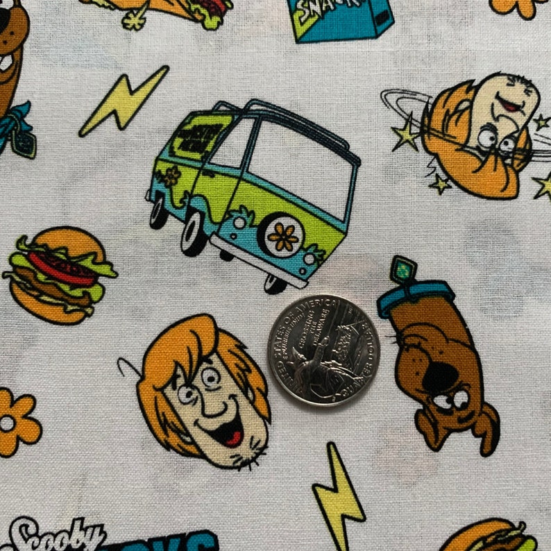 Scooby Doo and Shaggy Cotton Fabric, Scooby Doo Snacks and Van, Novelty ...