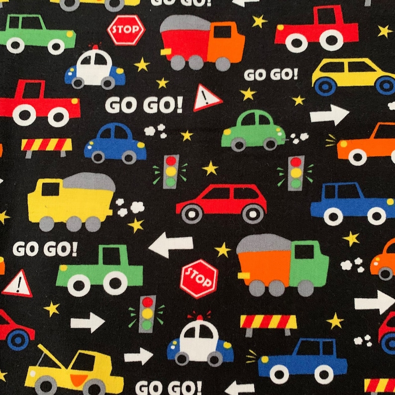 Trucks With Street Signs Fabric, Cotton Fabric, Novelty Fabric, Kids ...