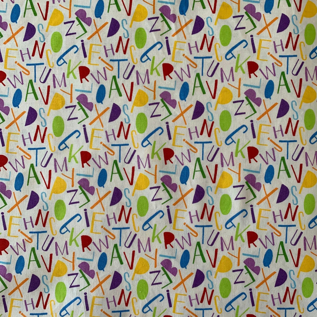 Alphabet Letters Fabric, ABC Fabric, Bright and Colorful Fabric ...