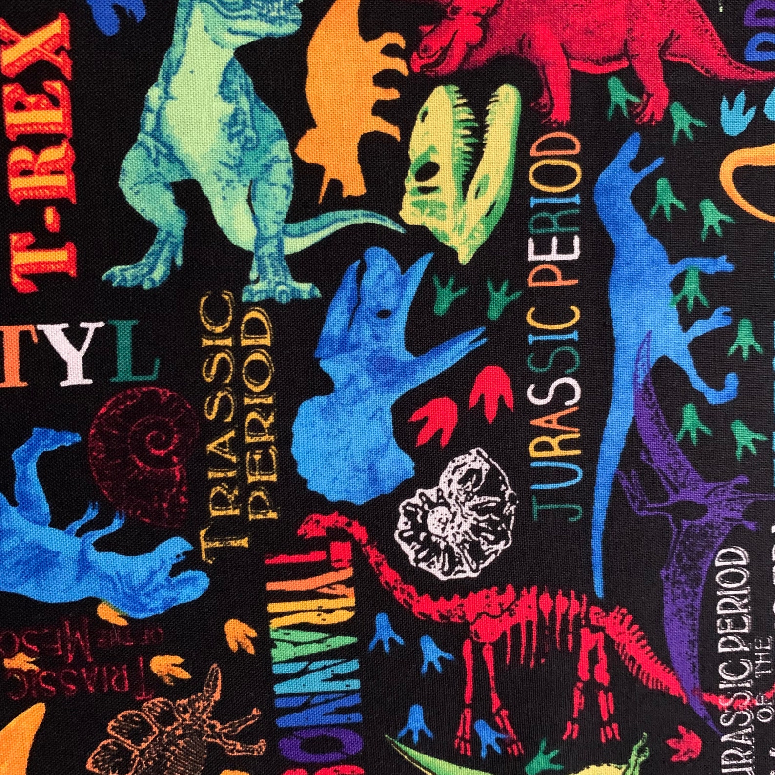 Dinosaur Raptor Brachiosaurus Trex Fabric, Colorful Fabric, Novelty ...