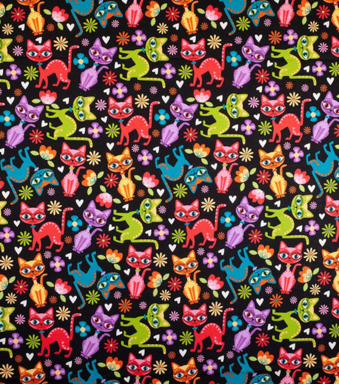 Cat Fabric Colorful Cats Fabric Novelty Fabric Cotton - Etsy