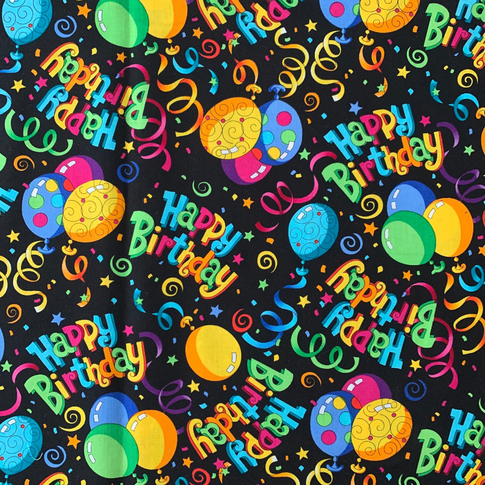 Happy Birthday Fabric, Colorful Birthday Fabric, Novelty Fabric, Cotton ...