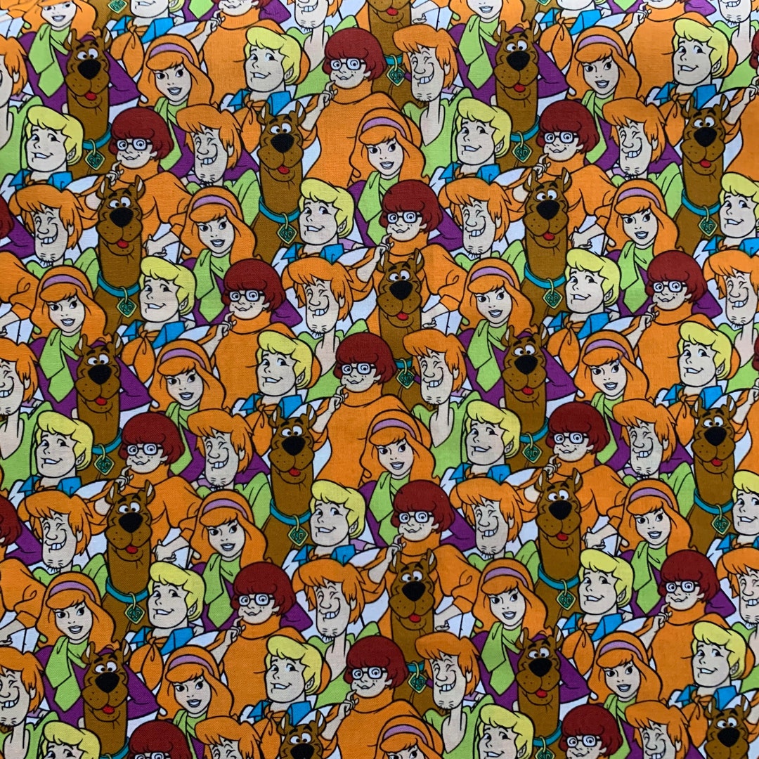 Scooby Doo Cotton Fabric, Scooby Doo Gang, Fred, Velma, Daphne and ...