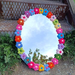 Crochet Puffy Flowers: Handmade Colorful 3D Daisy Appliques for Mirror ...