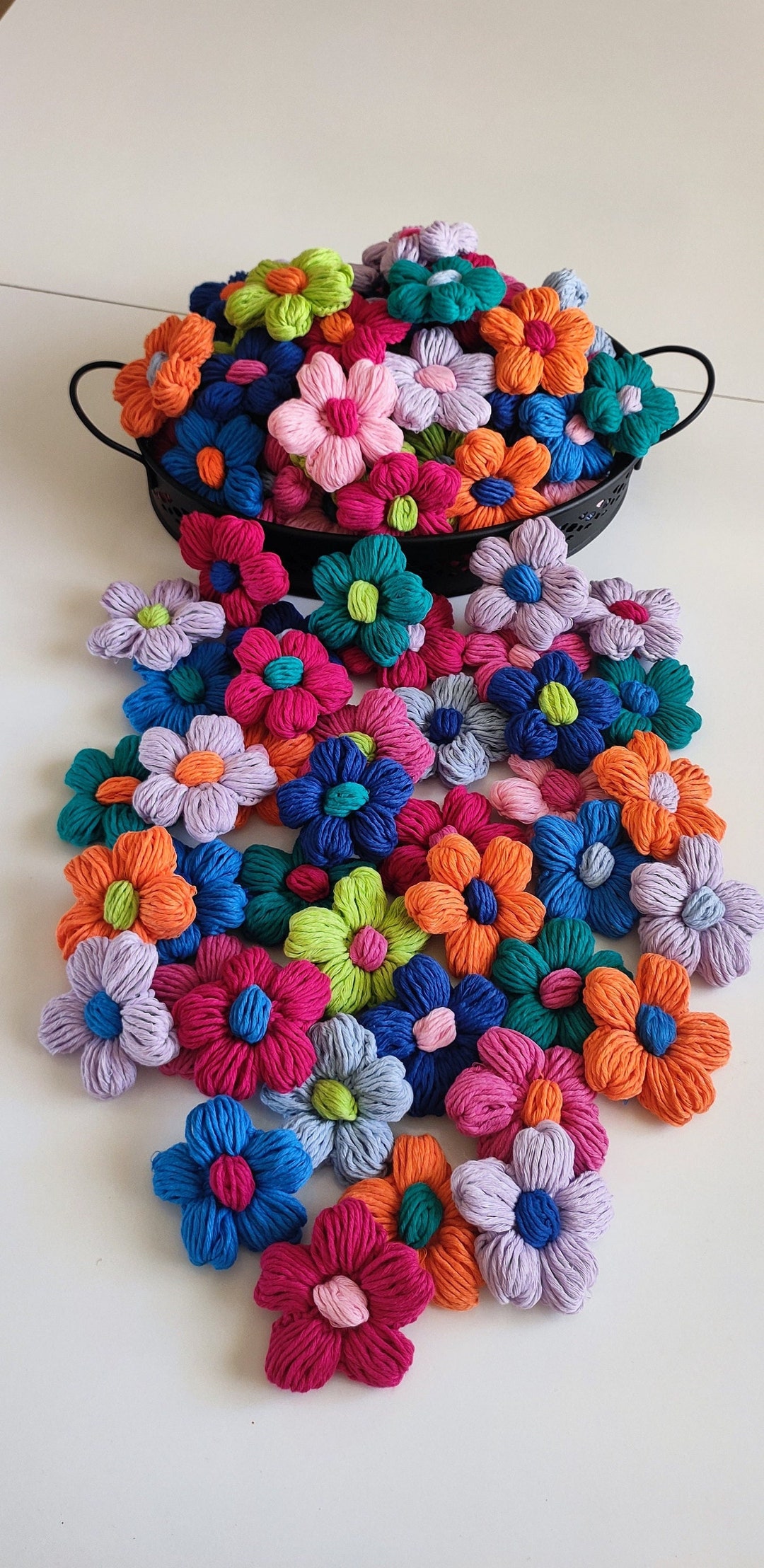 Crochet Fluffy Flowers, Hand Knitted Flower Appliques,gift Knitted ...