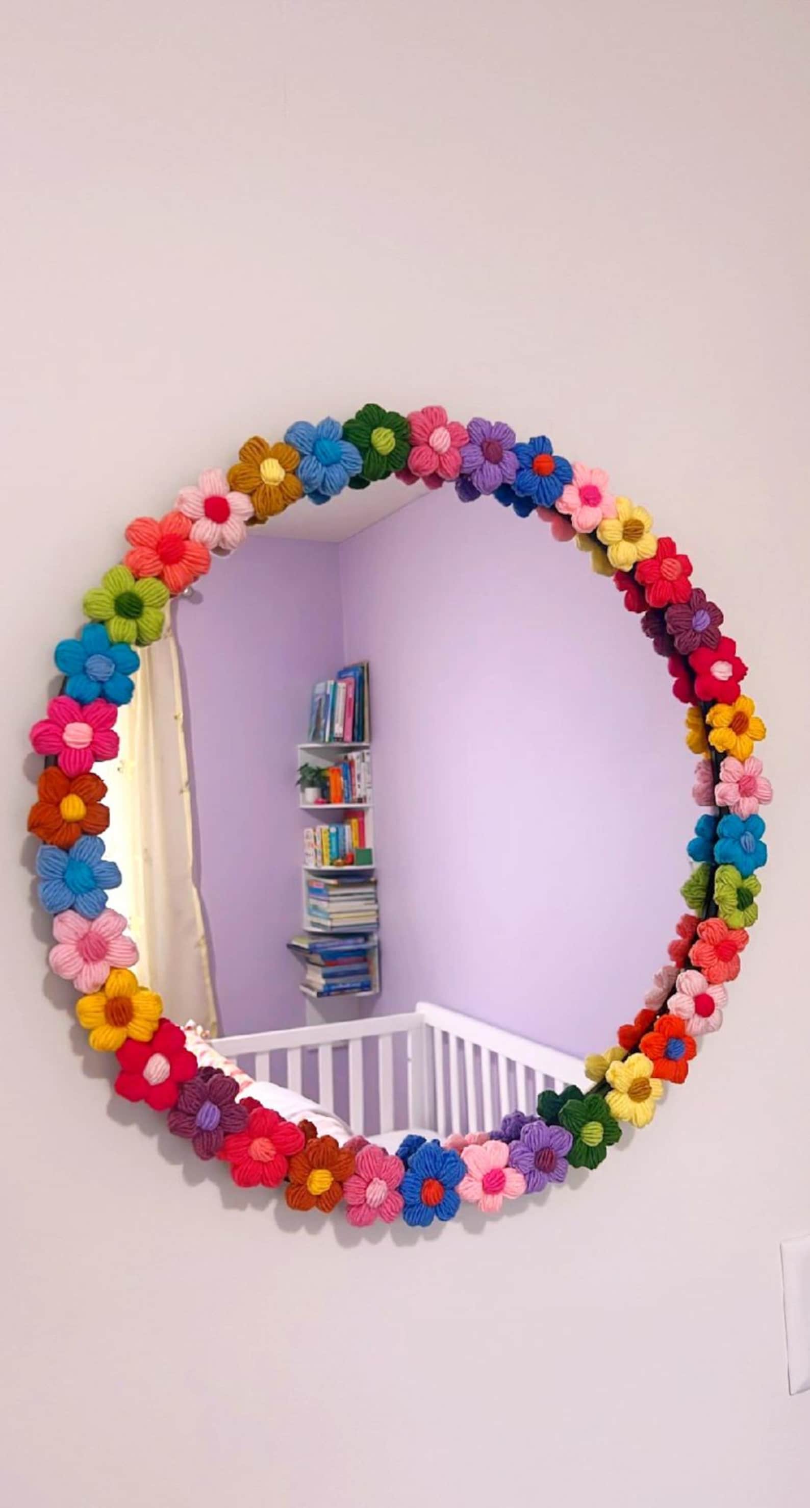 Crochet Puffy Flowers: Handmade Colorful 3D Daisy Appliques for Mirror ...