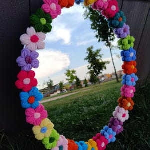 Crochet Puffy Flowers: Handmade Colorful 3D Daisy Appliques for Mirror ...