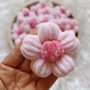 Hand-knitted Velvet Flower Appliques – 3D Crochet Floral Embellishments ...