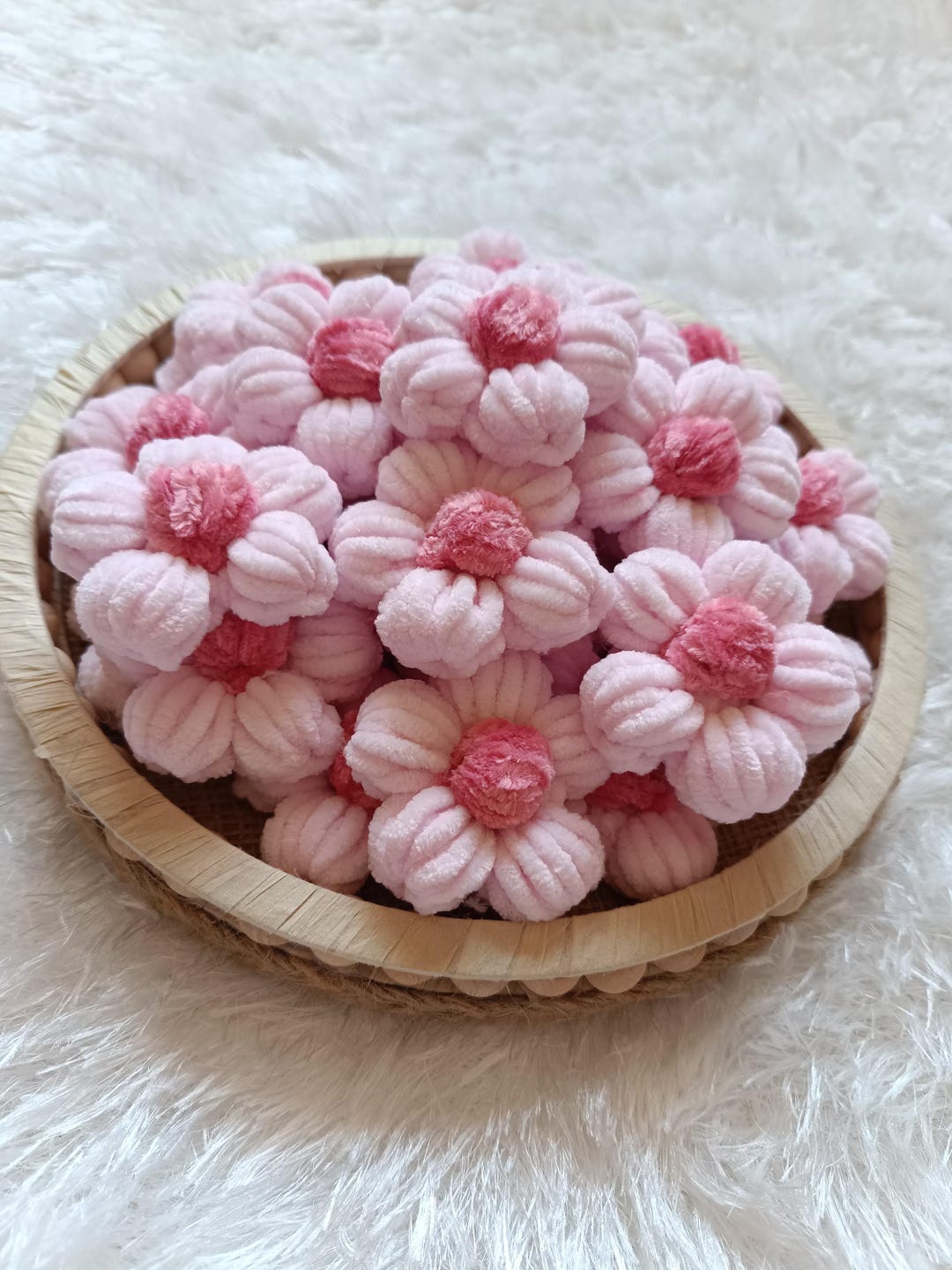 Hand-knitted Velvet Flower Appliques – 3D Crochet Floral Embellishments ...