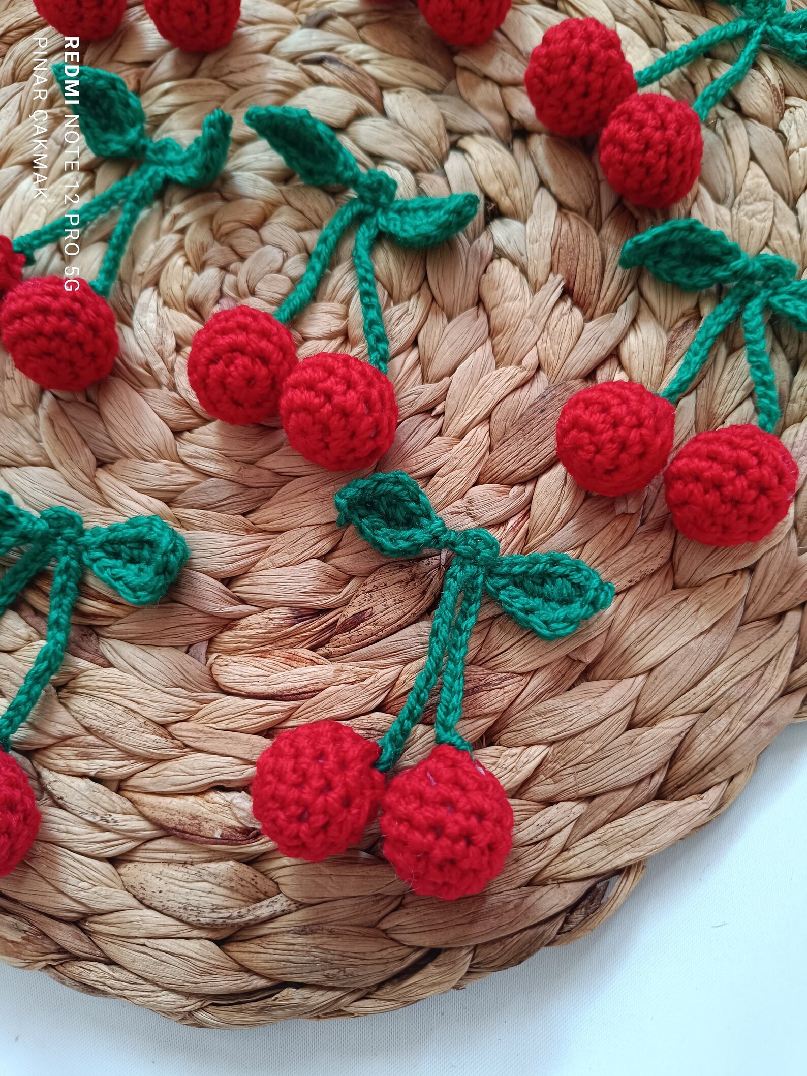 3D Crochet Cherry Applique – Handmade Fruit Ornament, Crochet Cherry ...