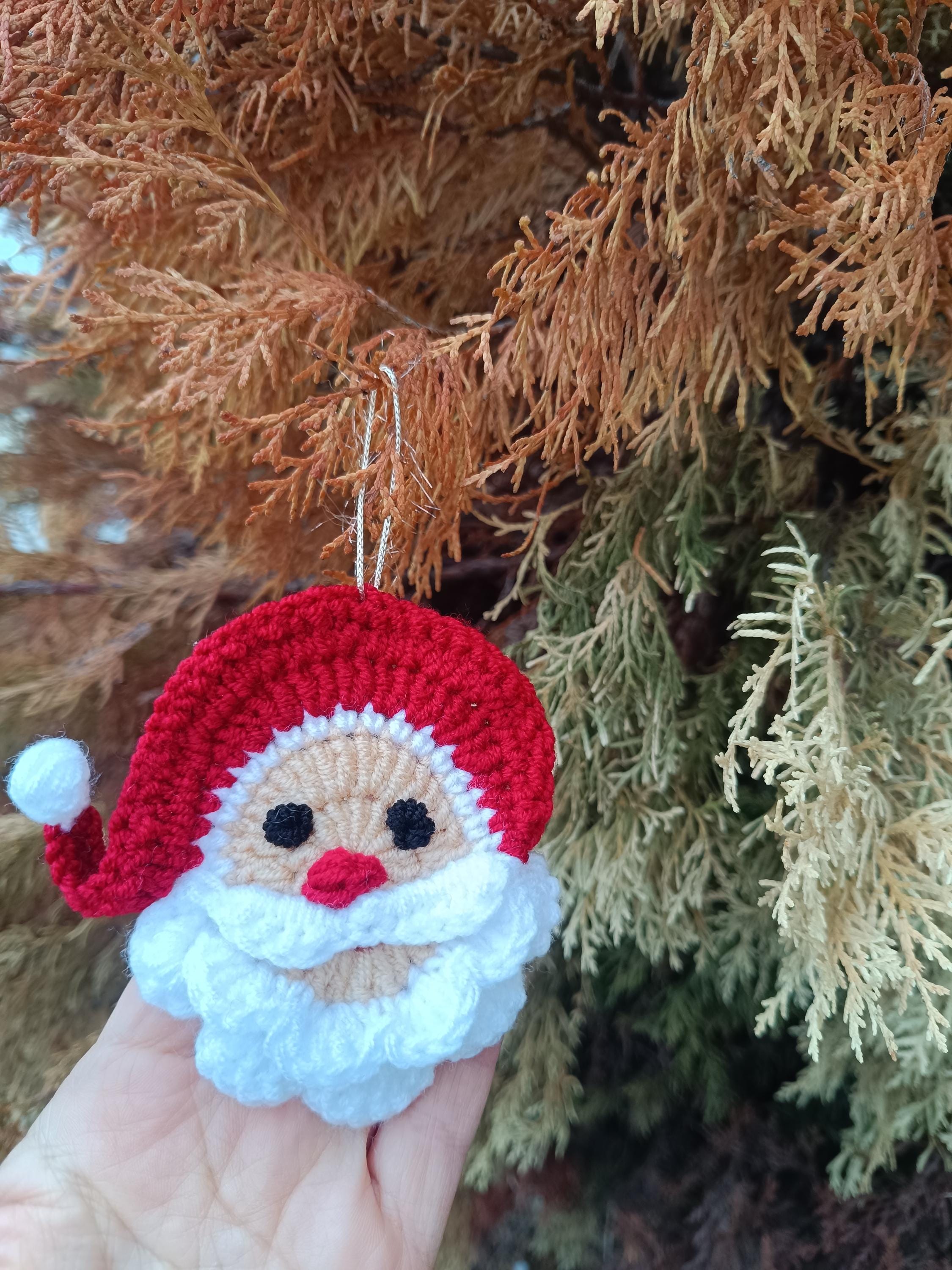Crochet Santa Claus Applique – Handmade Christmas Ornament, Crochet ...