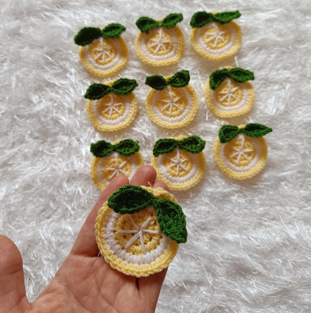 Crochet Lemon Applique: Handmade Cotton Embellishment for DIY Crafts - Etsy