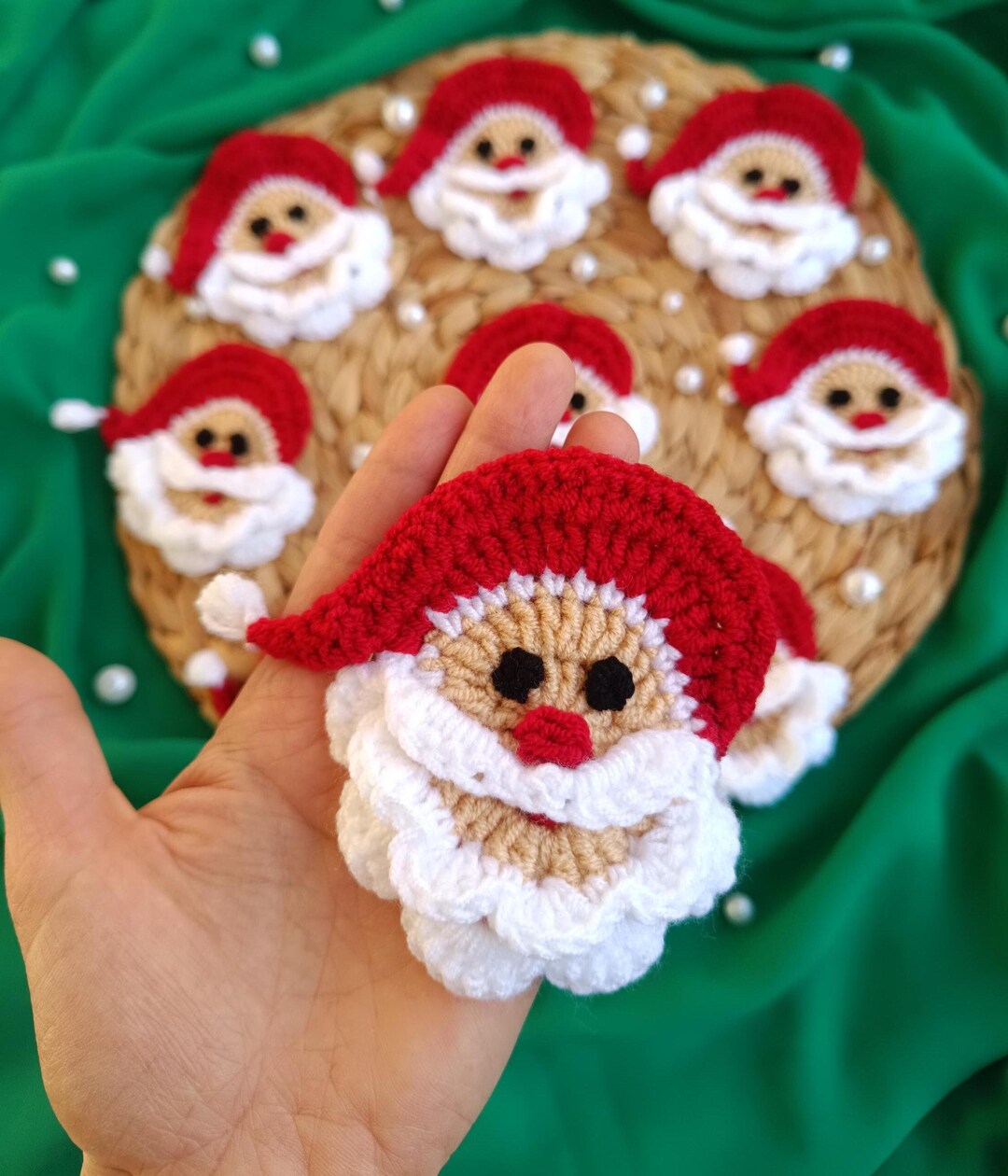 Handknit Santa Claus Applique Design, Handmade X-mas Decoration,croched ...