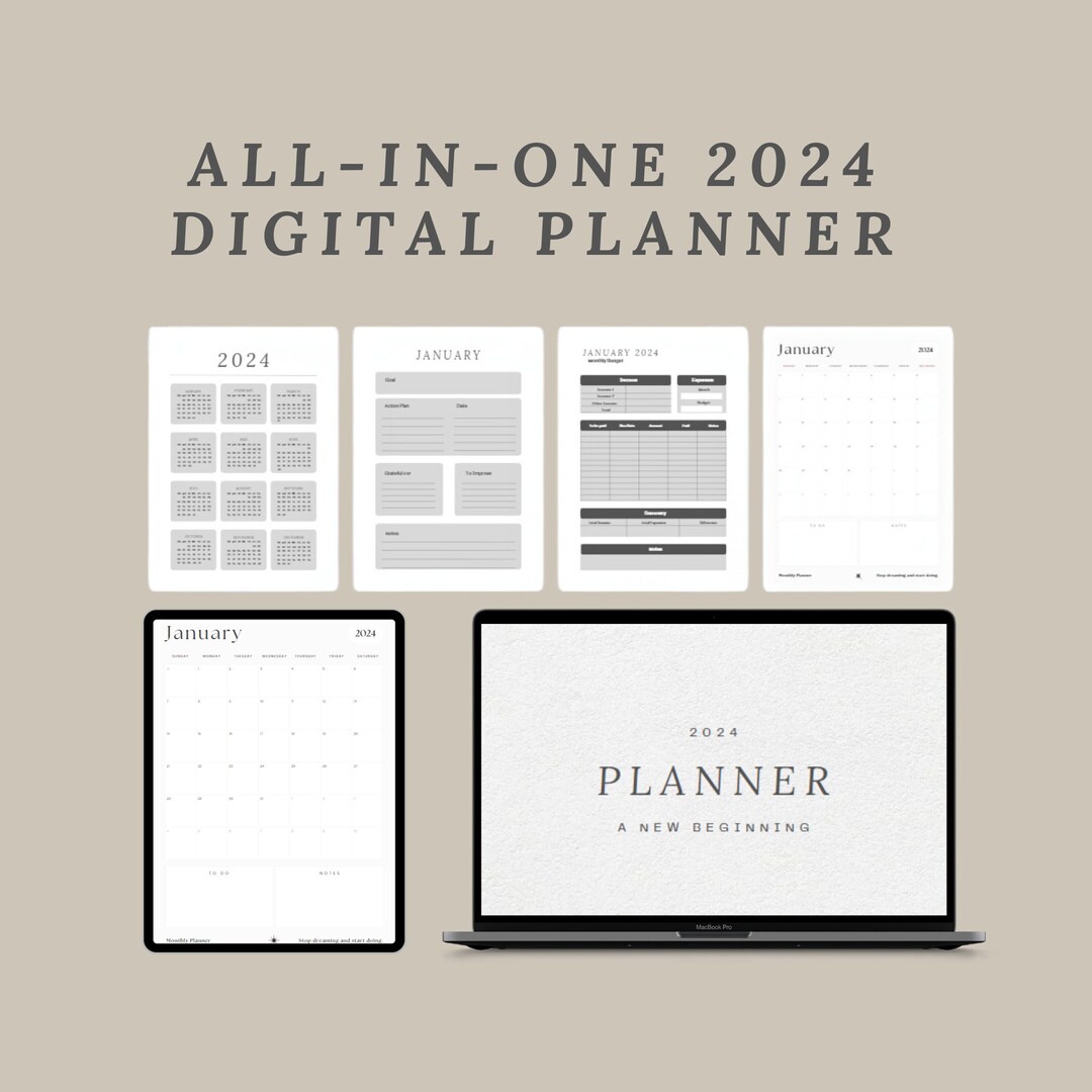 2024 Digital Planner Classic Minimalistic Design Compatible With Apple ...