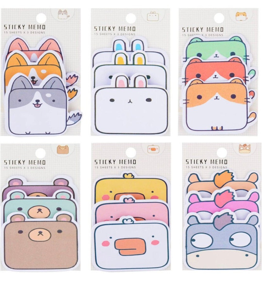 Kawaii Animal Sticky Notes Cute Paper Sticky Notes - Etsy