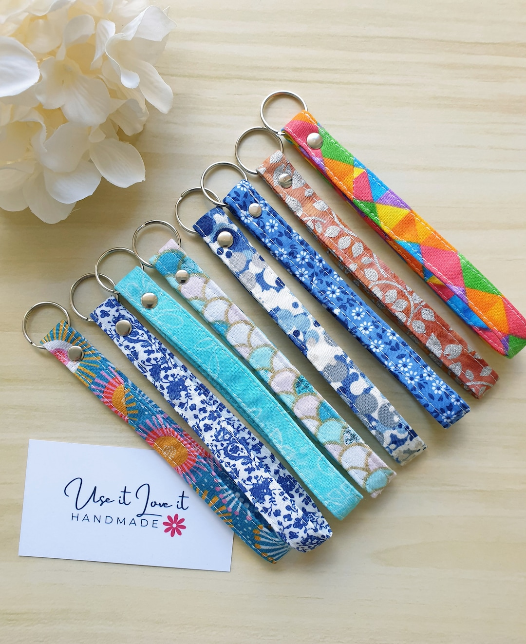 Key Fob Wristlet Handmade Fabric Key Chain Skinny - Etsy Australia