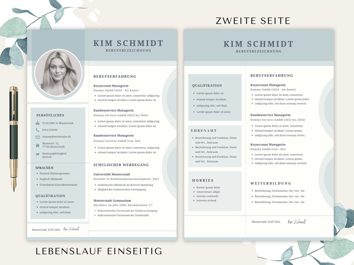Application Templates German Tabular Resume Template Cover Sheet ...