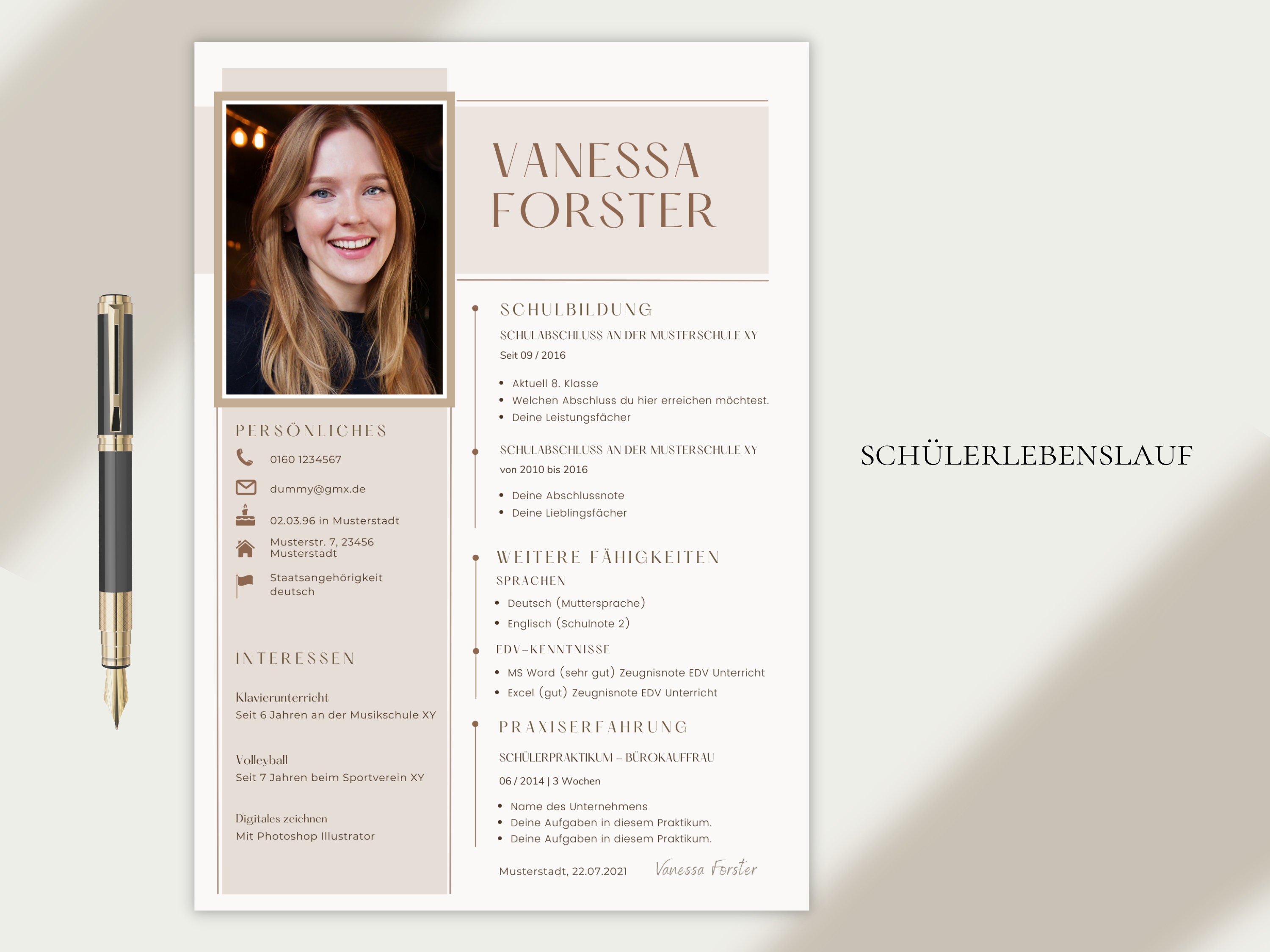 Application Templates German Tabular CV Template Cover Sheet - Etsy