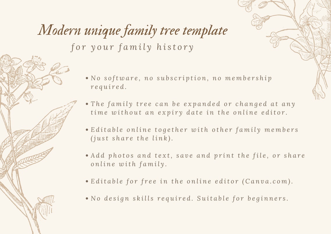 Family Tree Template 5 4 3 Generations Editable Download With Photos 24 ...