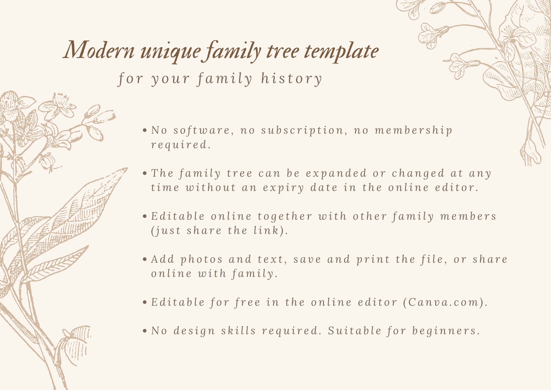 Family Tree Template 5 4 3 Generations Editable Download With Photos 24 ...