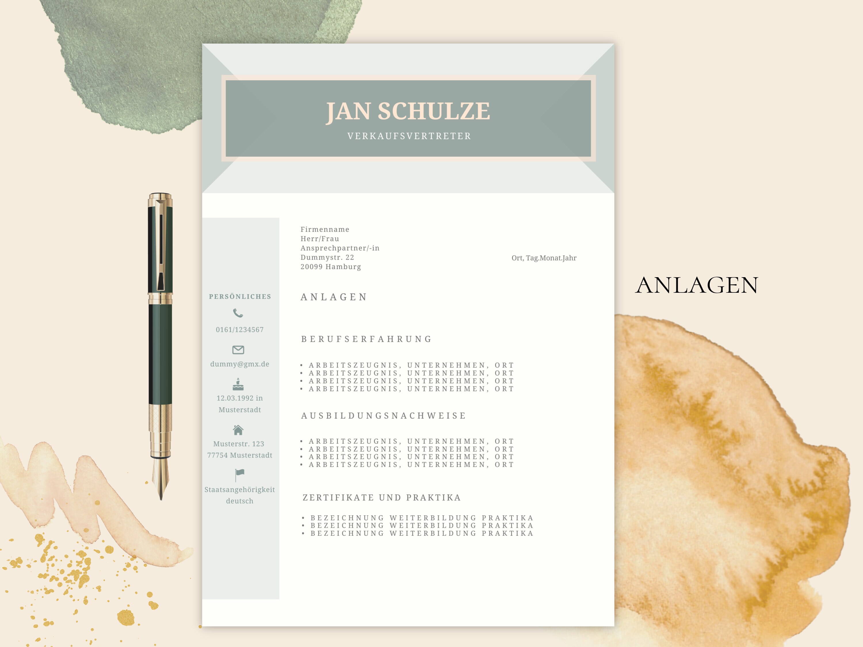 Application Templates German Tabular Resume Template Cover Sheet ...