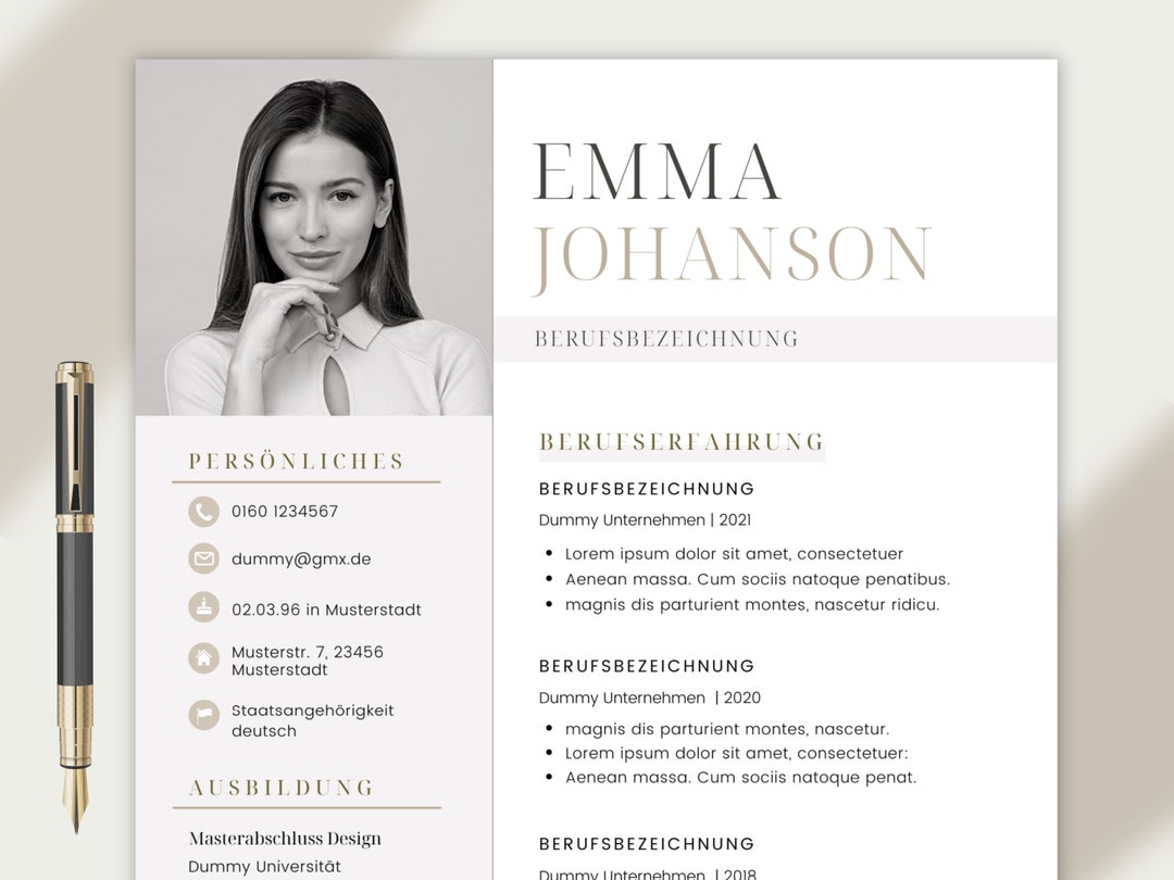 Application Templates German CV Template Word Simple Tabular Canva ...