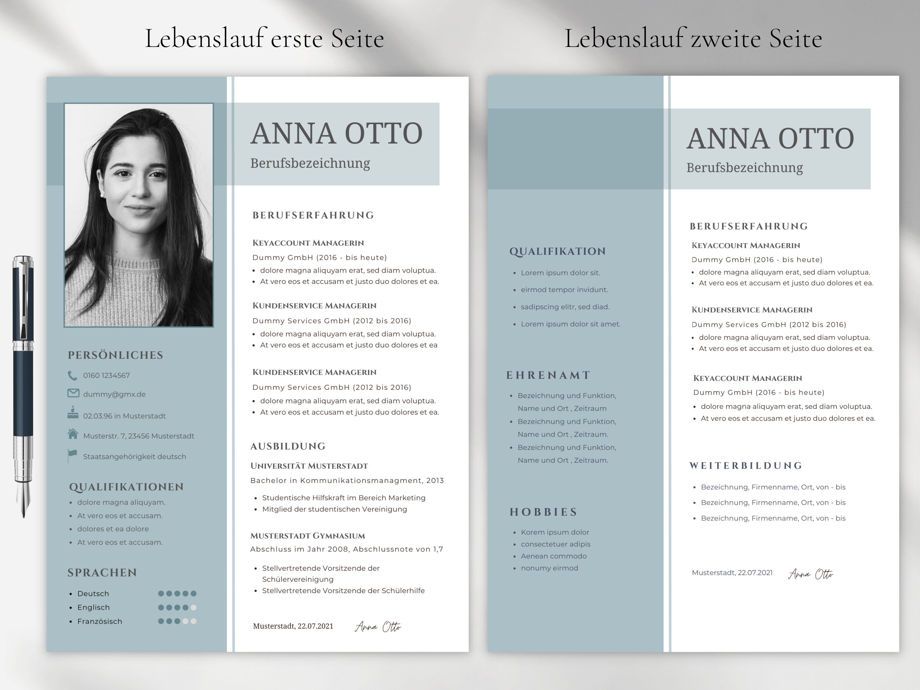 Application Templates German Tabular Resume Template Cover - Etsy