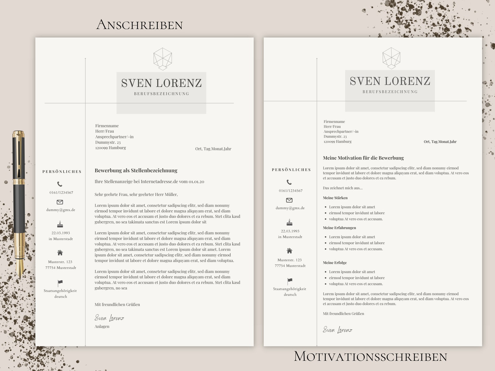 Application Templates German Tabular Resume Template Cover - Etsy