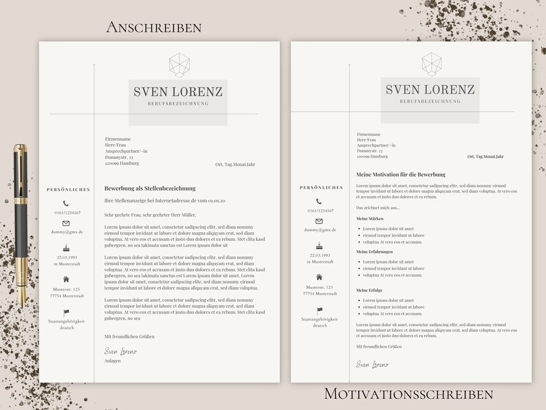 Application Templates German Tabular Resume Template Cover - Etsy