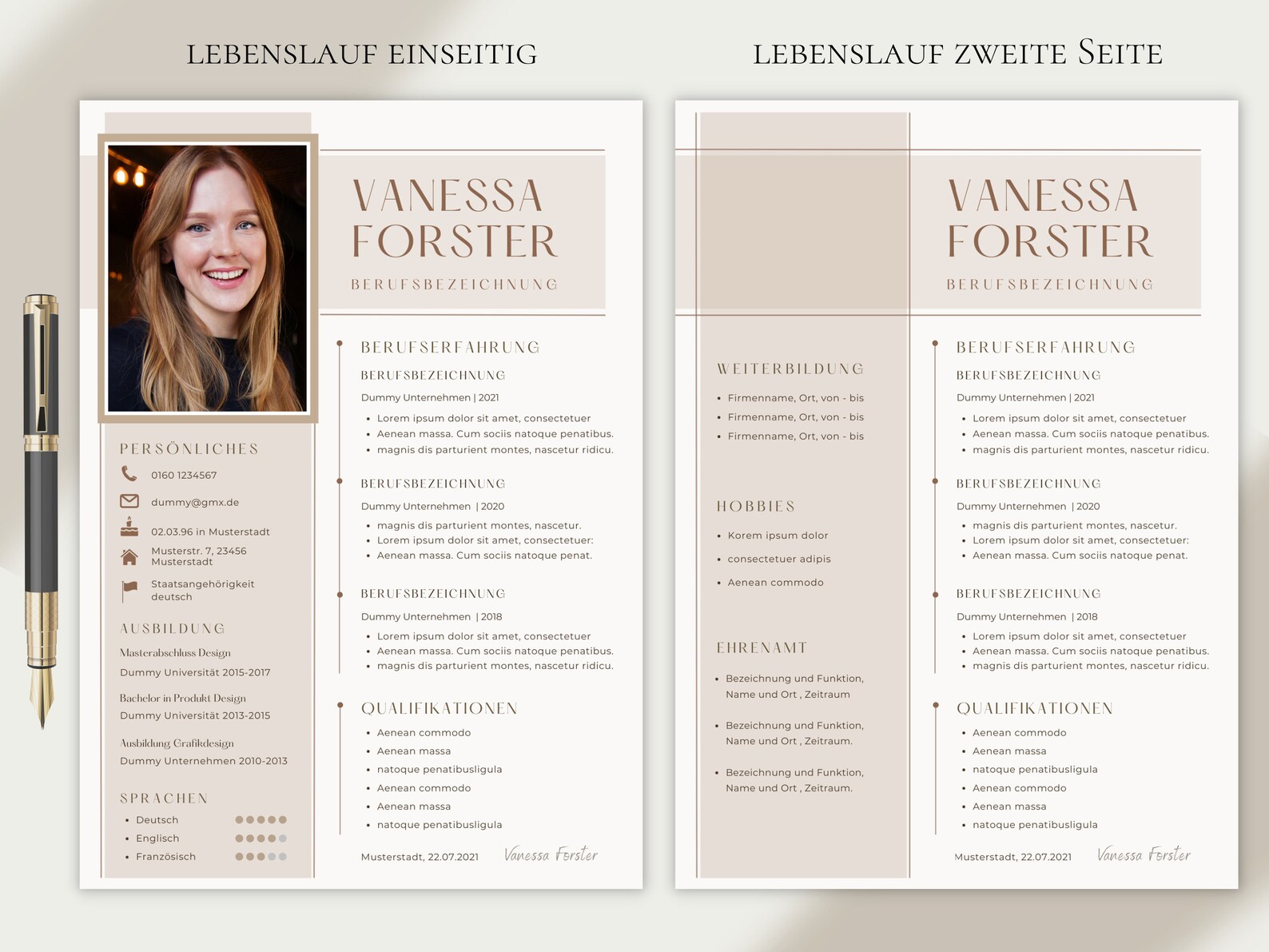 Application Templates German Tabular CV Template Cover Sheet ...