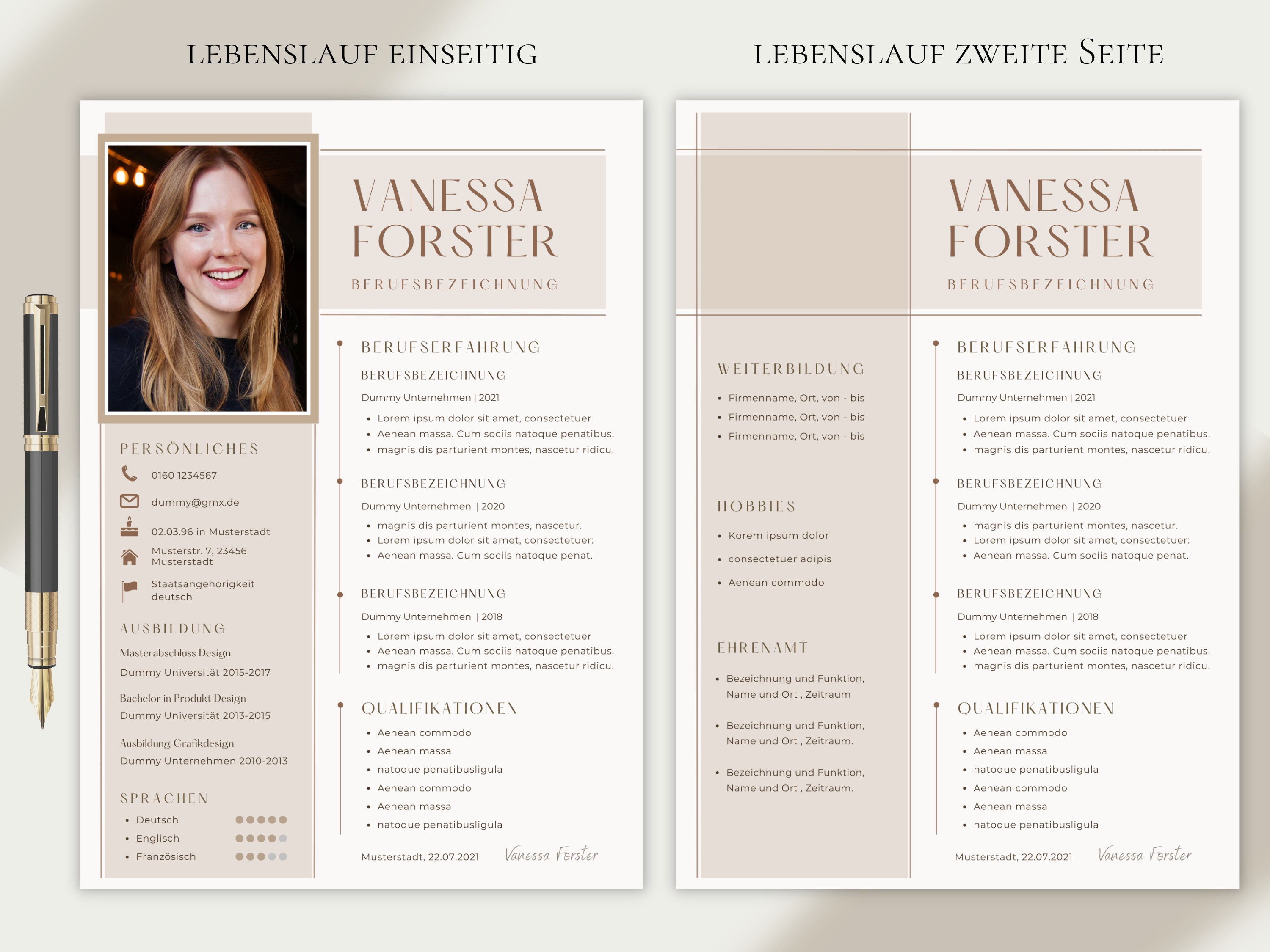 Application Templates German Tabular CV Template Cover Sheet - Etsy