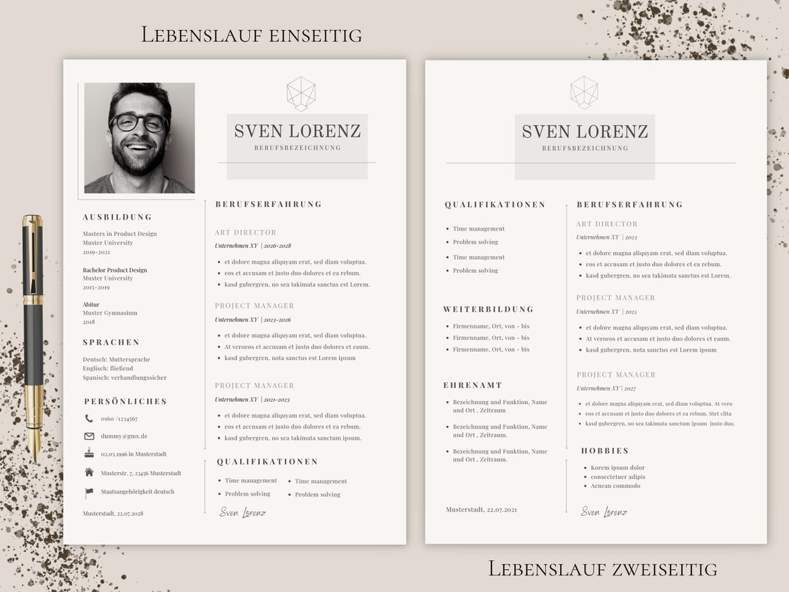 Application Templates German Tabular Resume Template Cover Sheet ...