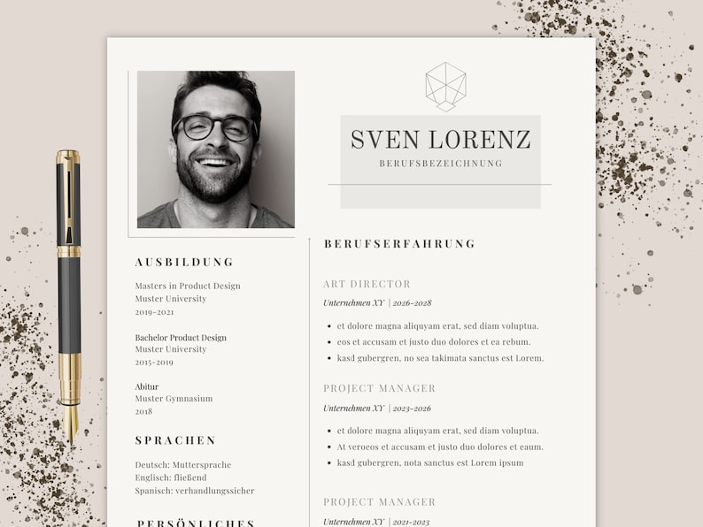 Application Templates German Tabular Resume Template Cover - Etsy