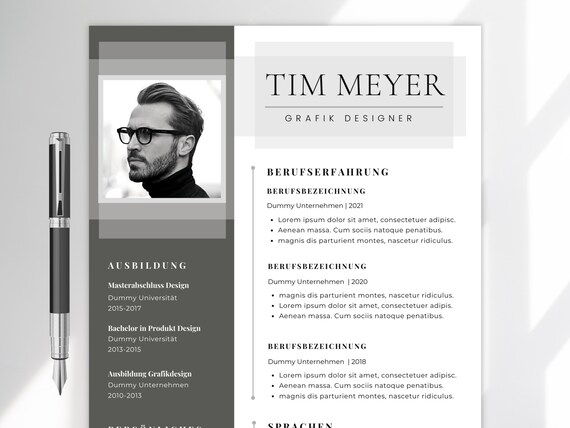 Application Templates German Word Tabular Cv Template Cover | Etsy