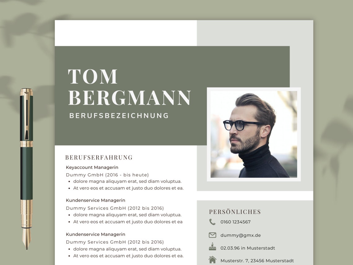 Resume Template German Word & Canva Application Templates Tabular Cover ...