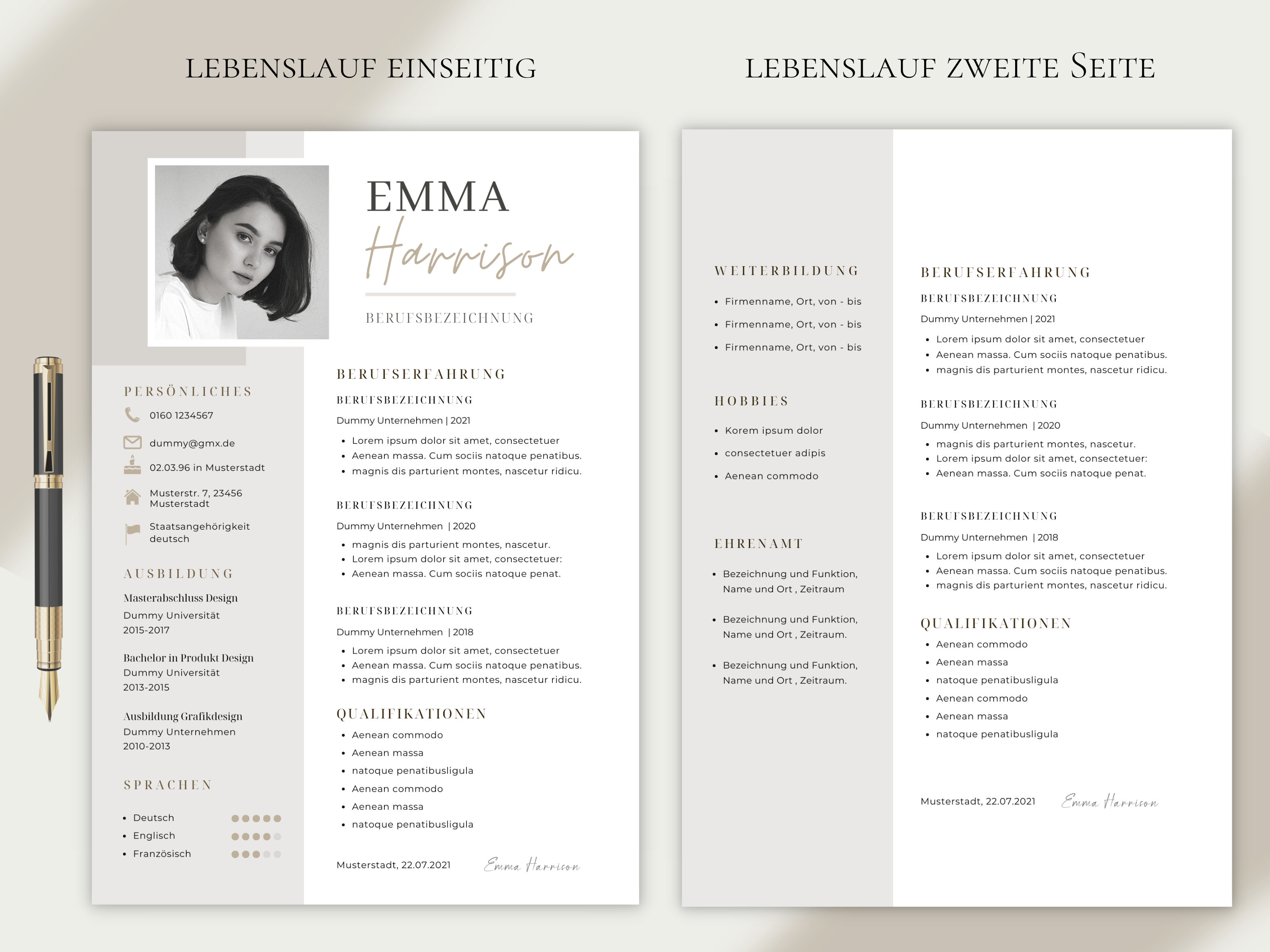 Application Templates German Tabular CV Template Cover Sheet ...