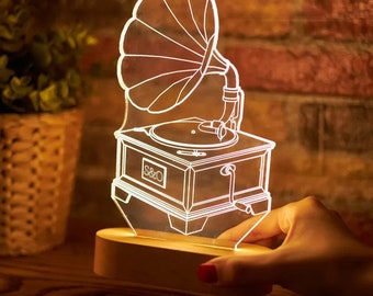 Gramophone Led Lamp - Etsy