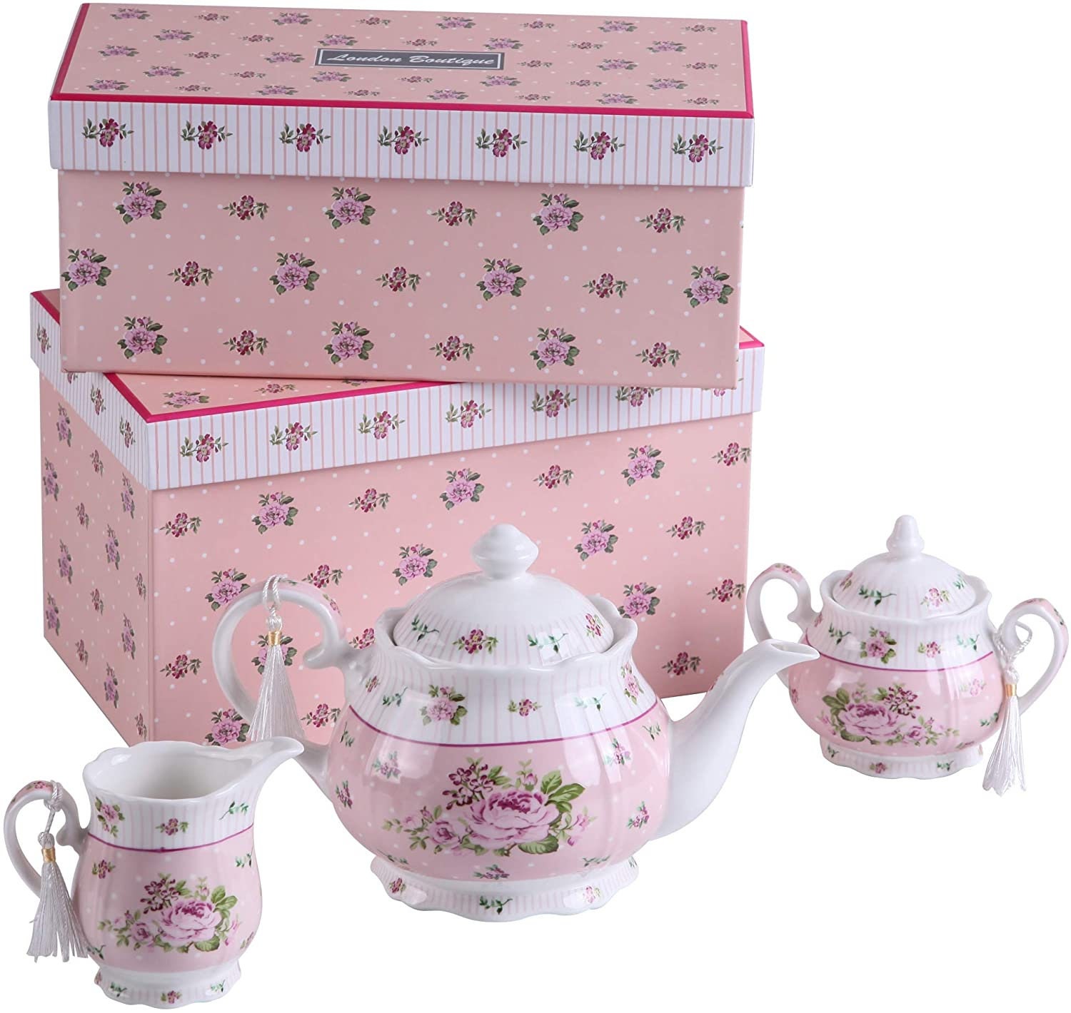 Porcelain Teapot Sets Teapot Sugar Bowl and Cream Milk Jug Shabby Chic ...