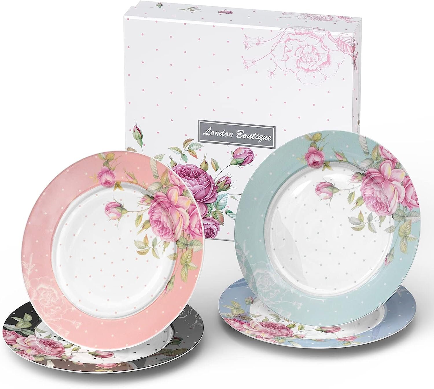 Turquoise Porcelain Tea Set: 3-tier Cake Stand, Cups, Saucers, Plates ...