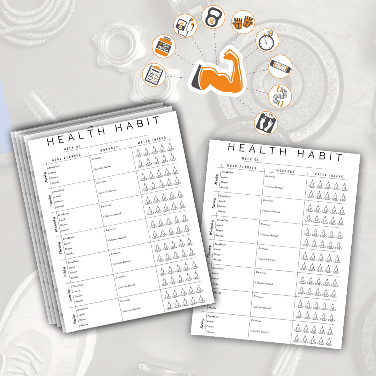 Black & White Weekly Health Habit Tracker (digital Planner) - Etsy