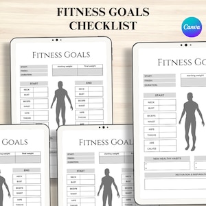 Fitness Goals Planner Template, Printable Tracker, Digital Health ...