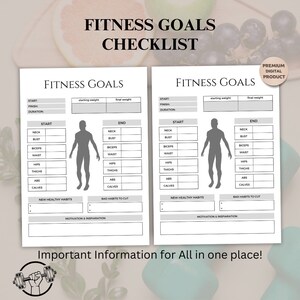 Fitness Goals Planner Template, Printable Tracker, Digital Health ...