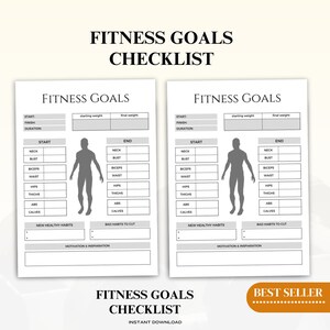 Fitness Goals Planner Template, Printable Tracker, Digital Health ...